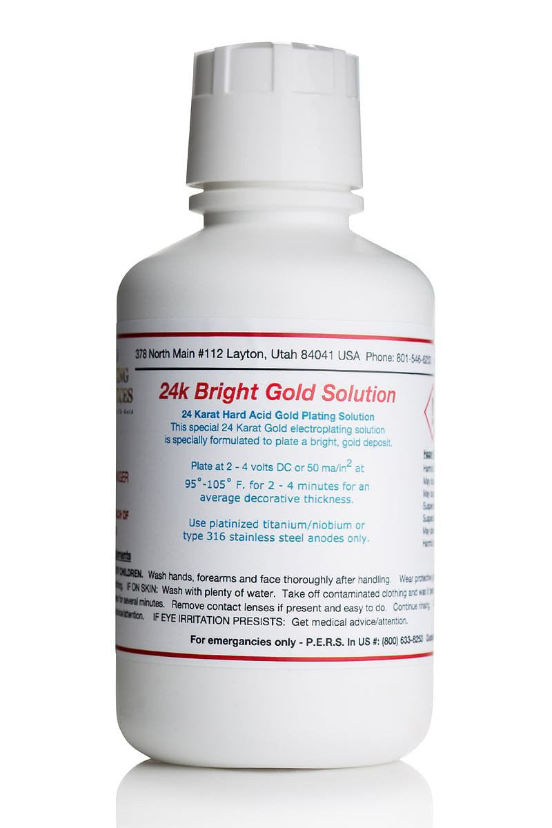 Deluxe 24K, 18K, & 14K Bright Gold Bath Plating Solution - High Gold C ...
