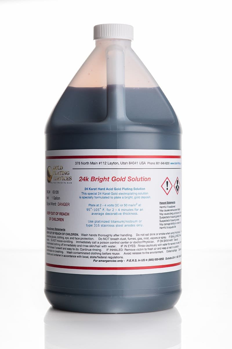 Deluxe 24K, 18K, & 14K Bright Gold Bath Plating Solution - High Gold C ...